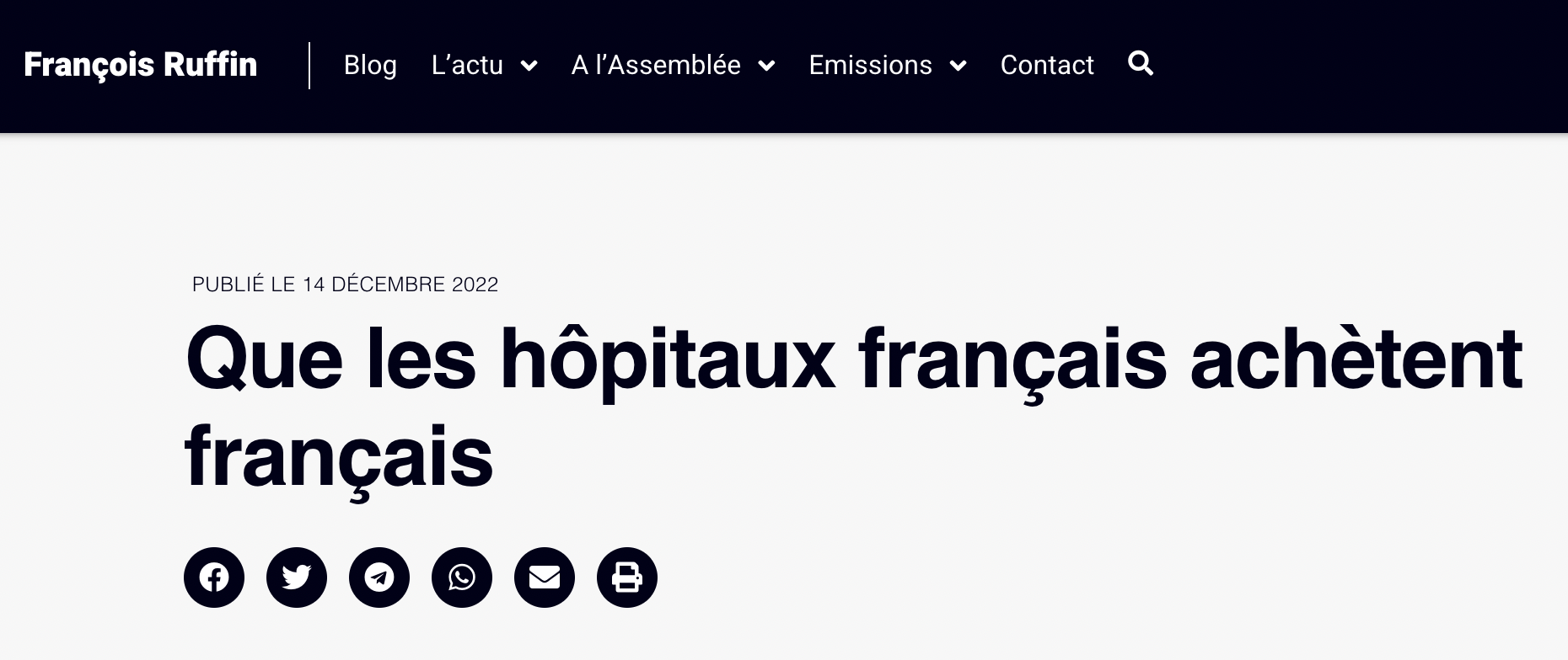 François Ruffin : "que les hôpitaux achètent français ! " - FFI